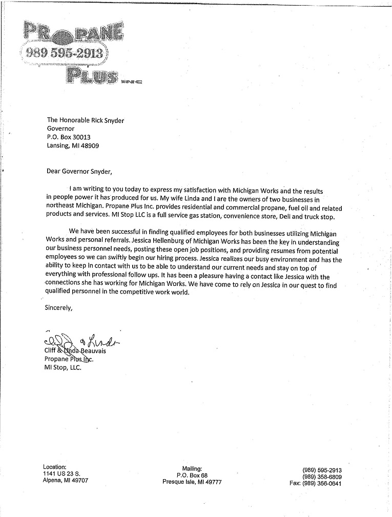 Letter to the Governor - Propane Plus / MI Stop - Discover Northeast ...